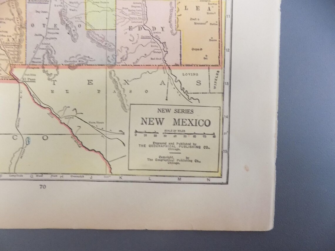 Map, United States, New Mexico, Geographical Map Company - Etsy