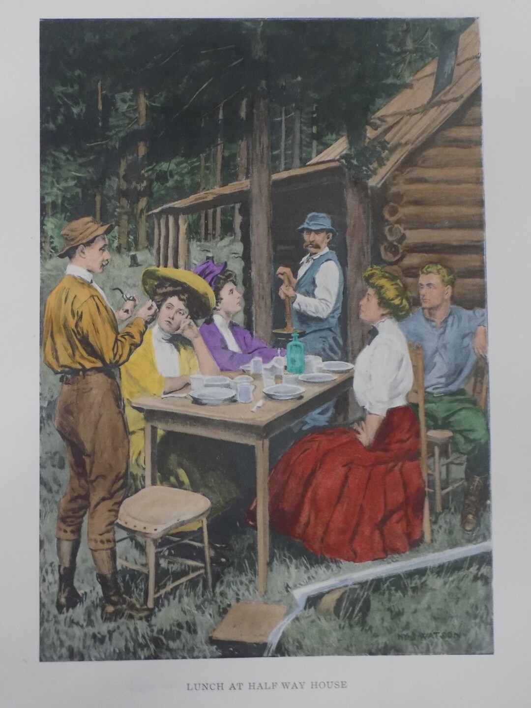 Camping, Fishing, Hunting, Cabin, Boating, Antique, Hand Color, Lodge ...