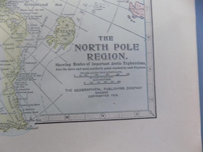 Map, Antique, North Pole Region, Geographical Map Company - Etsy