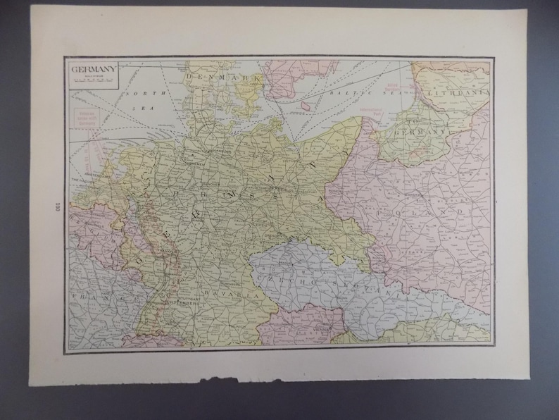 Map, Antique, Germany, Geographical Map Company - Etsy