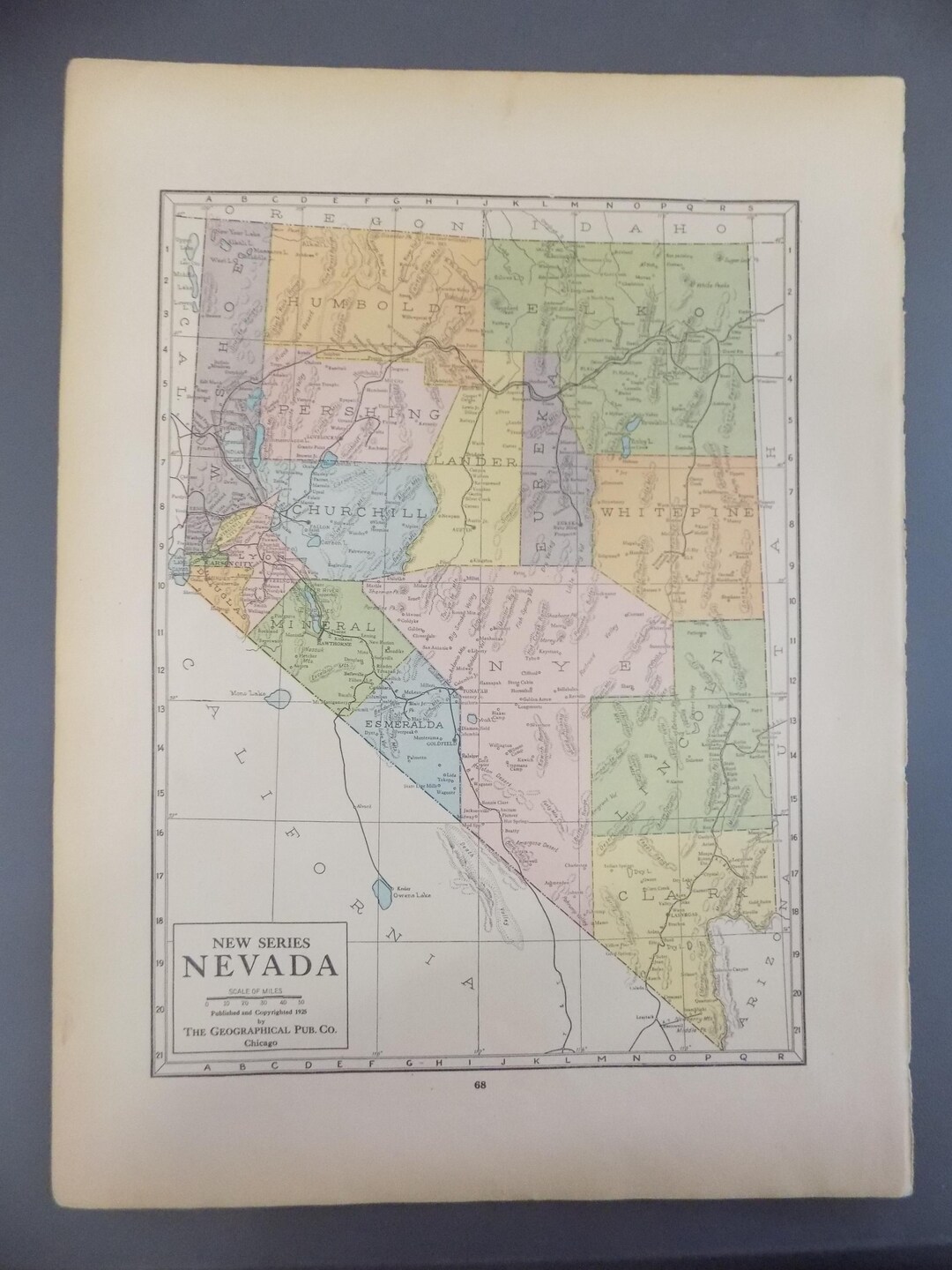 Map, United States, Nevada, Geographical Map Company - Etsy