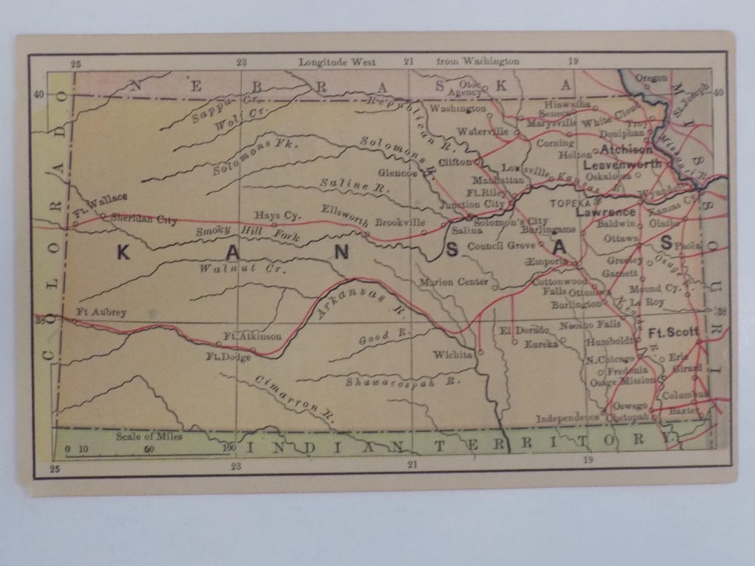Miniature Maps, Kansas, Antique, United States - Etsy