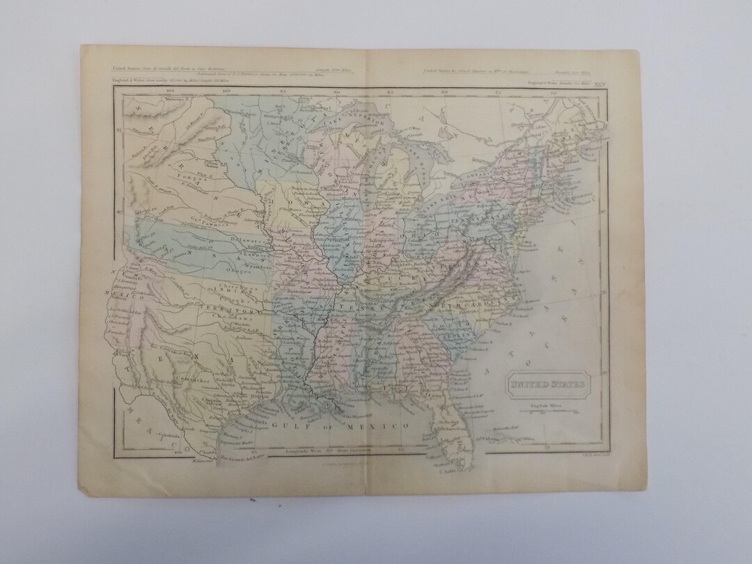 Maps, United States, Antique, Hand Color - Etsy