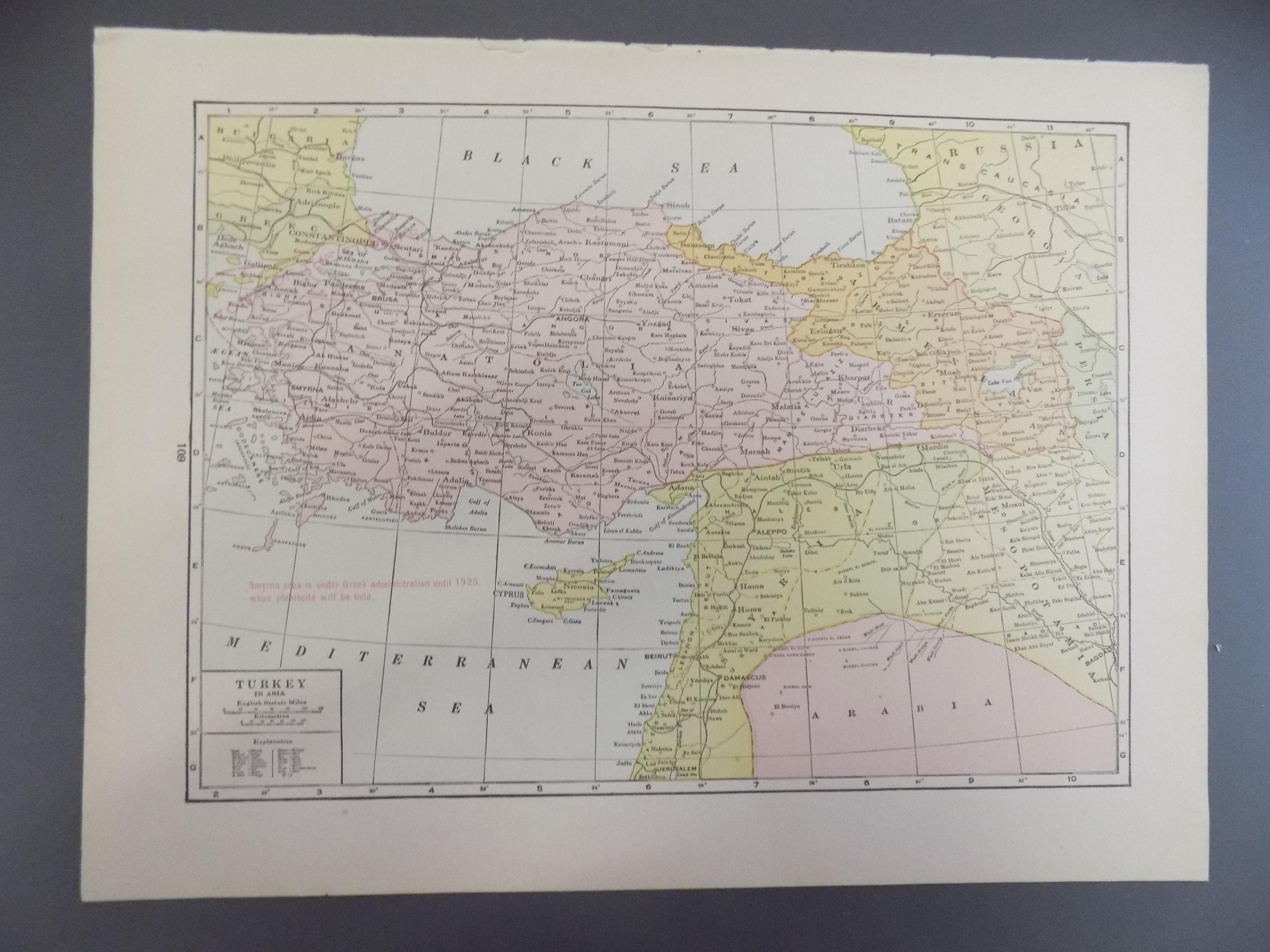 Map, Antique, Turkey, Geographical Map Company - Etsy