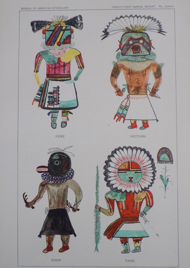 Indians, Native Americans, Kachinas, Bureau of American Ethnology, Hopi ...