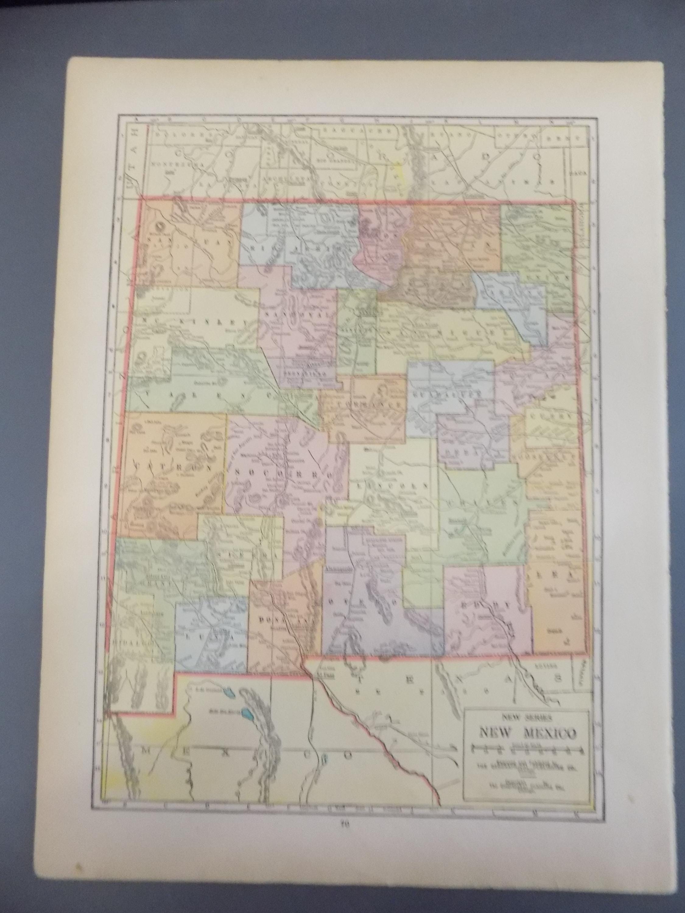 Map, United States, New Mexico, Geographical Map Company - Etsy