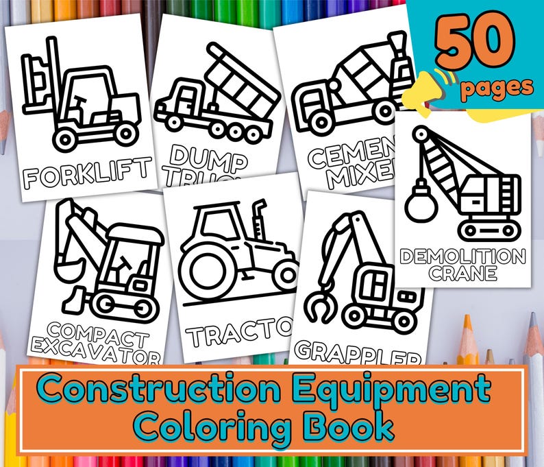 50 Construction Equipment Coloring Pages for Kids Toddlers Preschoolers ...
