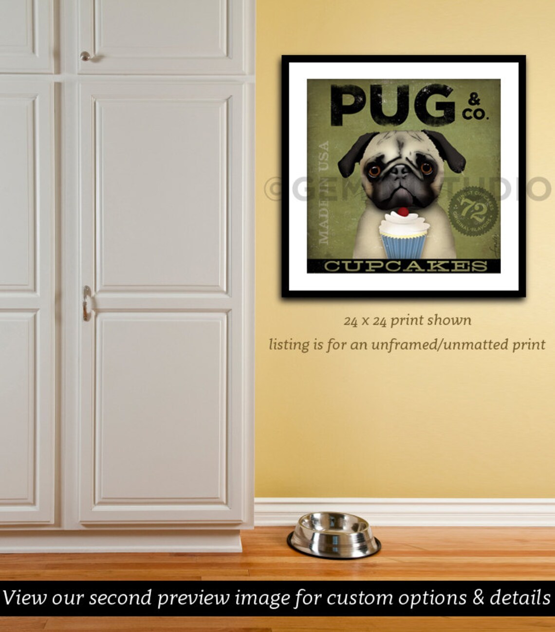 Pug Cupcake Company Dog Baking Illustration Giclee Signed - Etsy