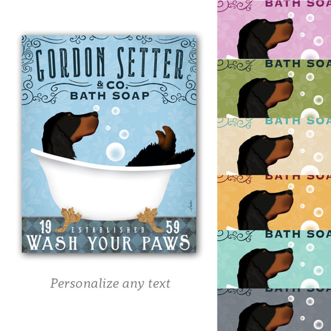 Gordon Setter, Bath, Bath Tub, Soap, Bubbles, Clawfoot Tub, CANVAS ...