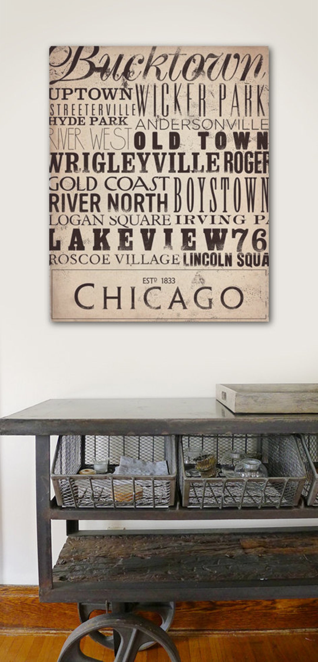 Chicago Streets Typography Word Art on Gallery Wrapped Canvas by ...
