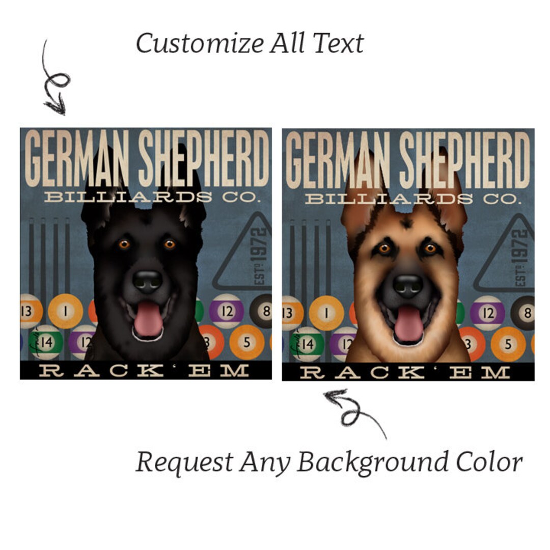 German Shepherd, Gsd, Dog, Billiards, Pool, Game Room, Dog Art, Man ...