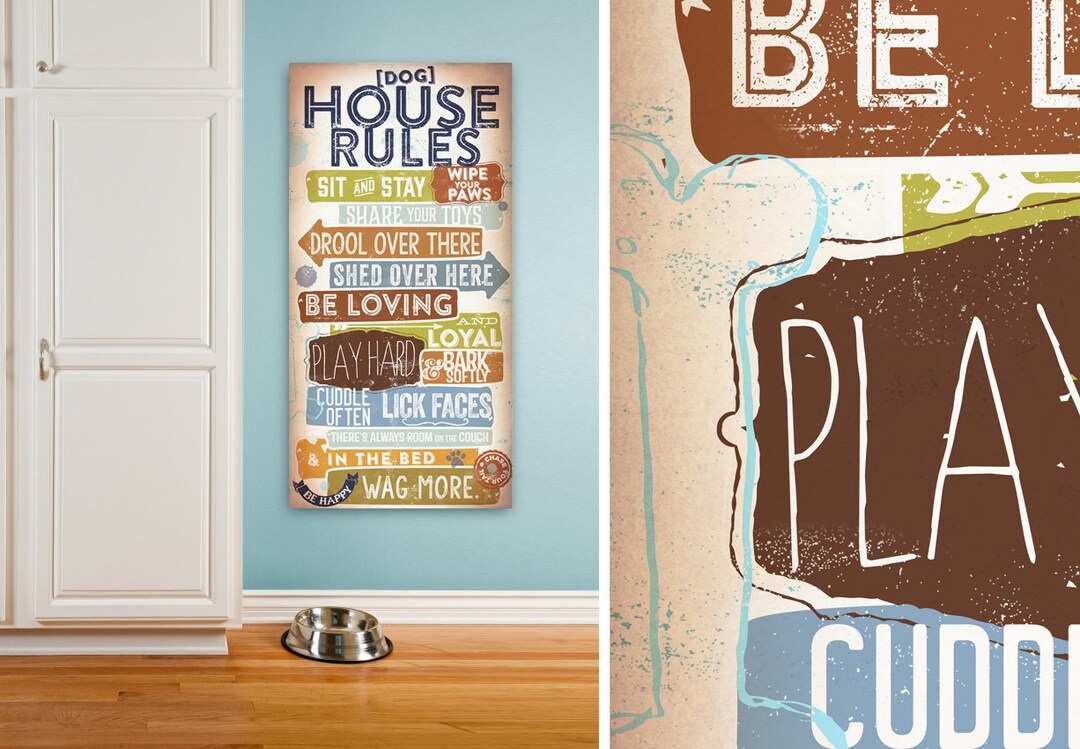 Dog House Rules Family Rules Pet Typography Artwork on Gallery - Etsy