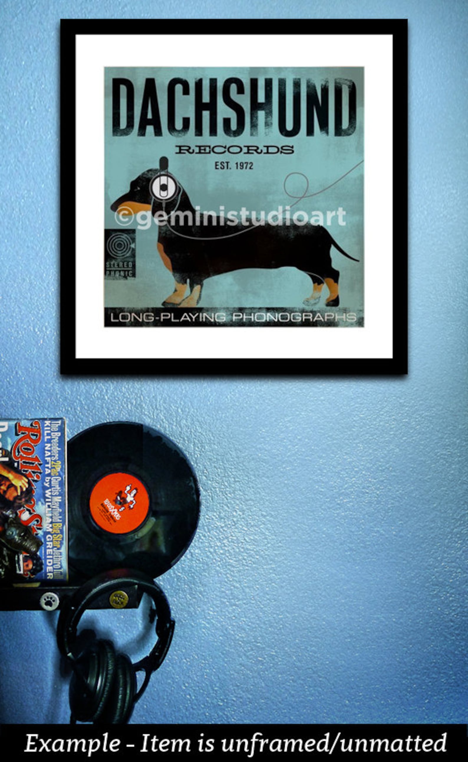 DACHSHUND Dog Records Album Style Artwork Graphic Illustration - Etsy ...