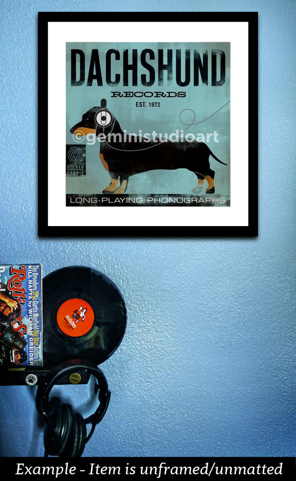 DACHSHUND dog records album style artwork graphic illustration | Etsy