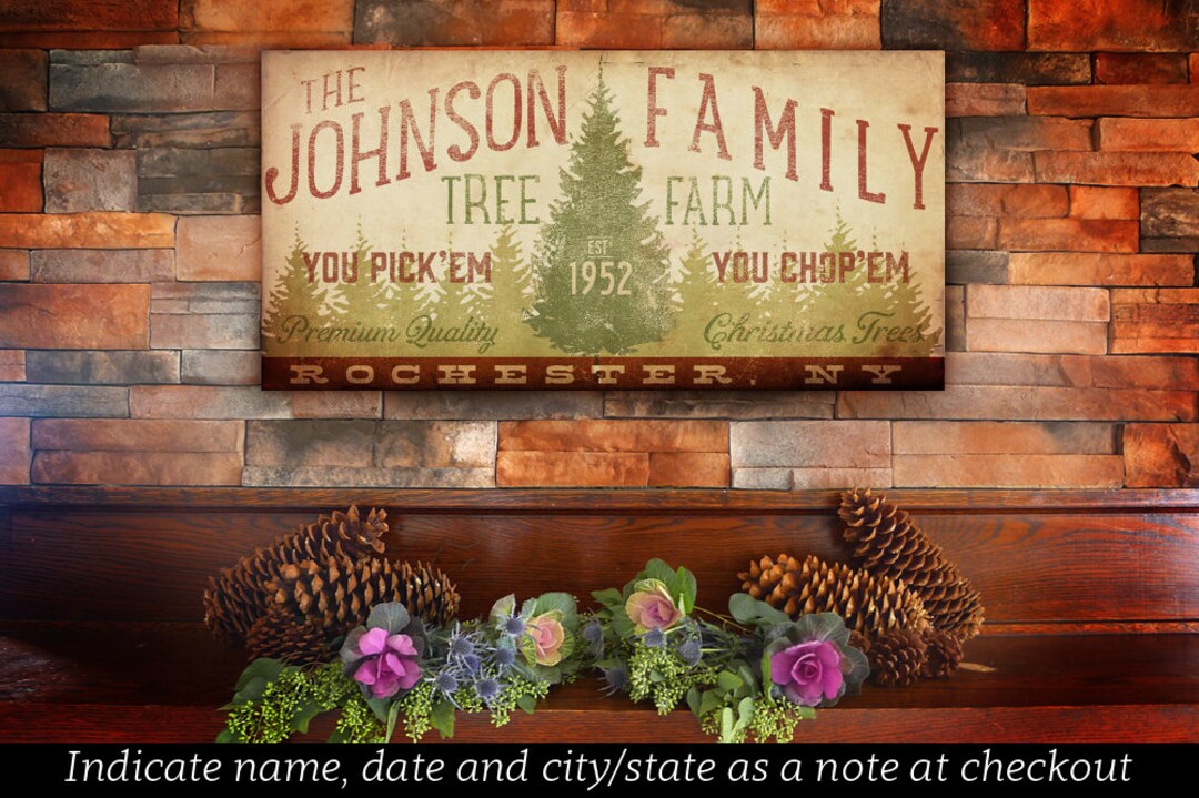 Custom FAMILY Name Christmas Tree Farm Holiday Graphic Art on Gallery ...