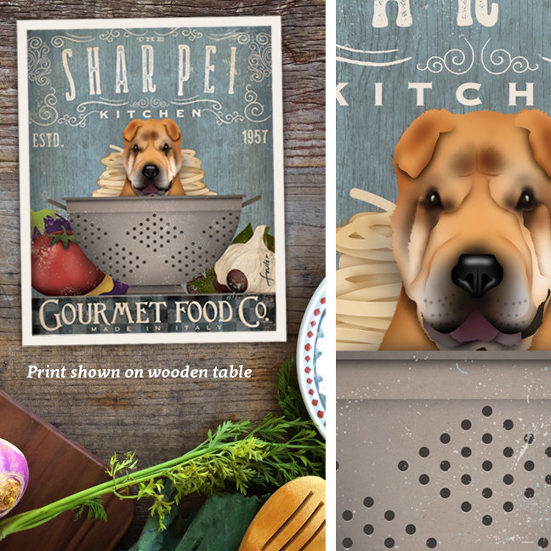 Shar Pei Chef Dog Art Print: Kitchen Illustration, Signed Giclee - Etsy