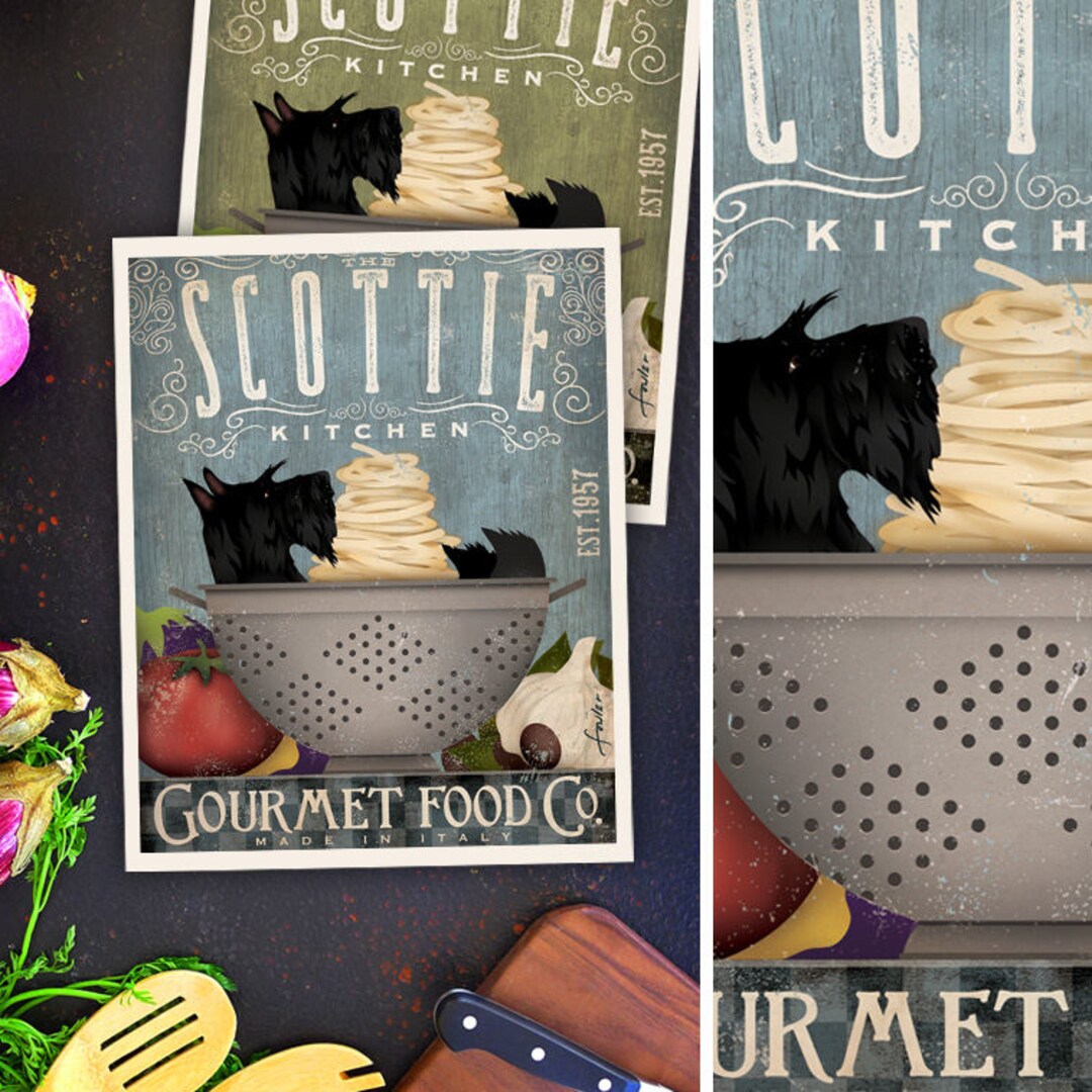 Scottie Scottish Terrier Dog Kitchen Artwork Chef Cooking Dog ...