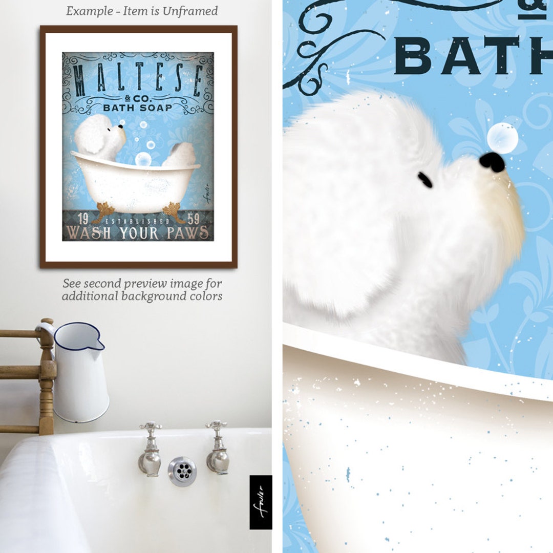 Maltese Dog Bath Soap Company Vintage Style Artwork by Stephen Fowler ...