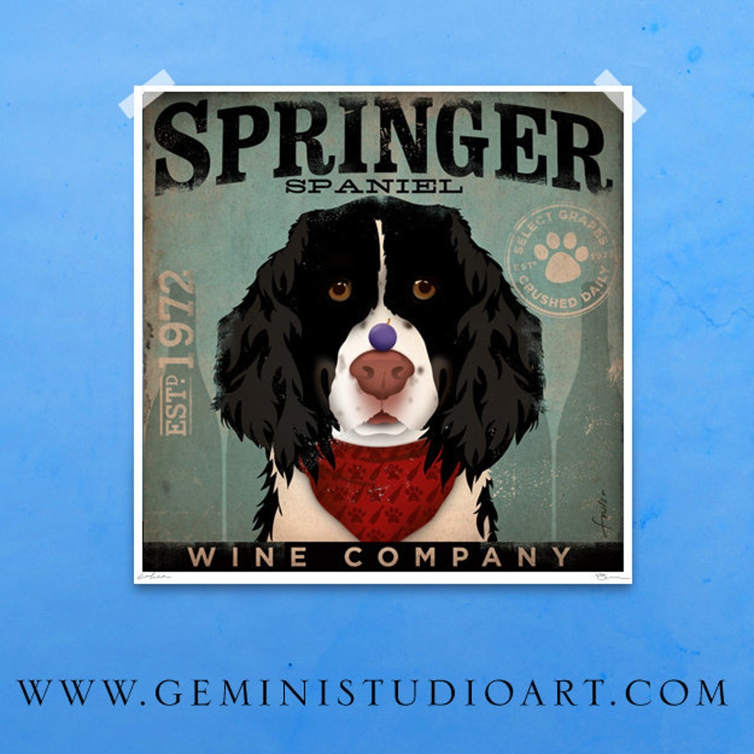 Springer Spaniel Wine Company Art Unframed Print by Stephen Fowler ...