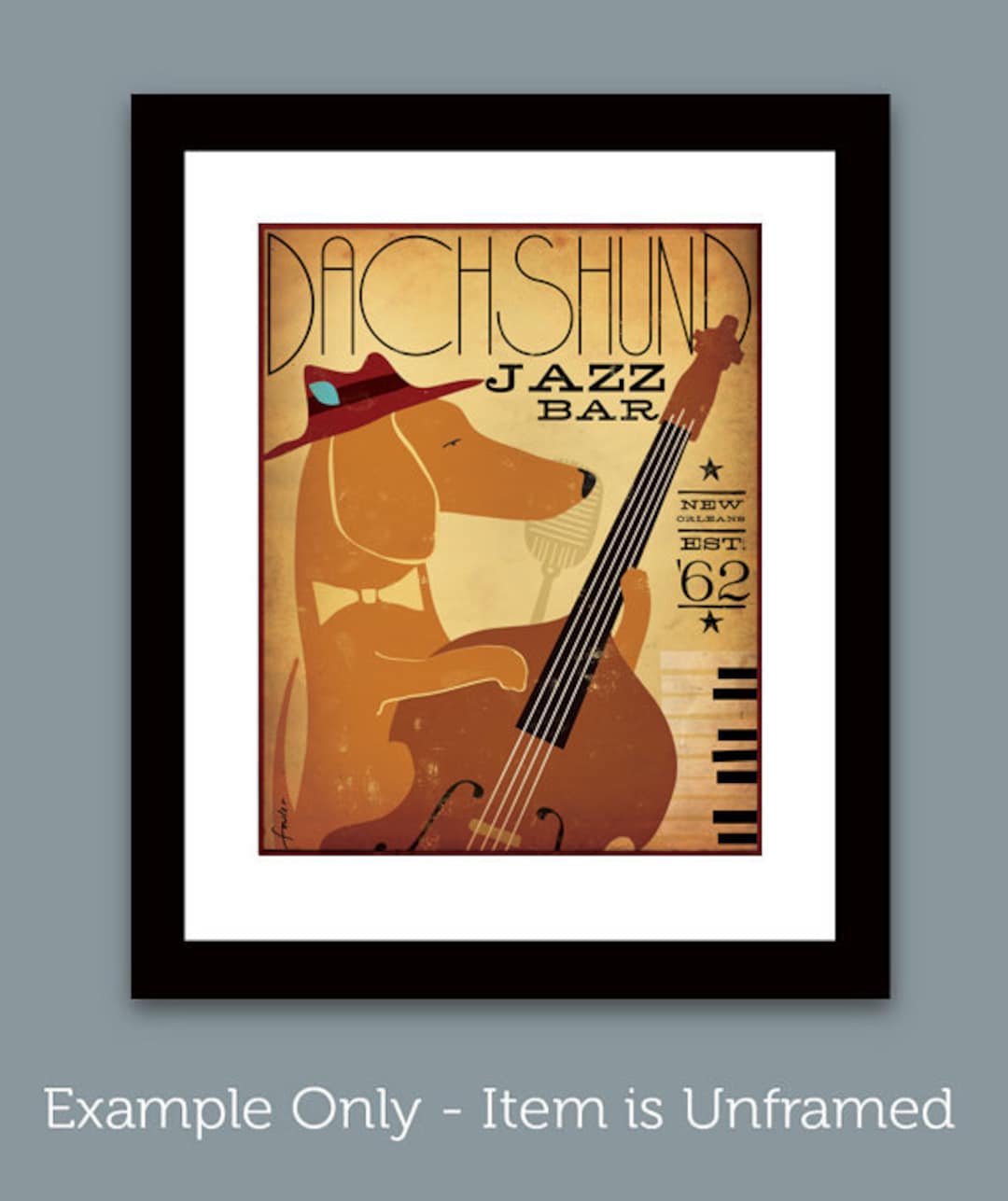 Dachshund, Doxie, Wiener Dog, Jazz, Music, Club, Concert Poster ...