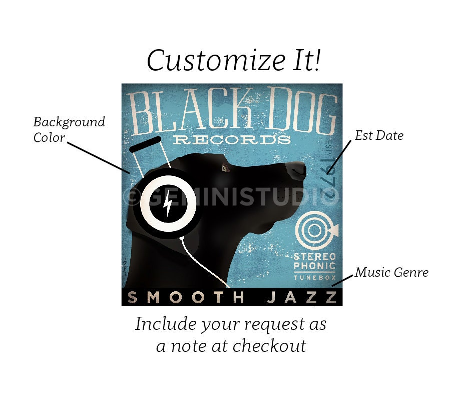 Black Dog records labrador graphic art gallery wrap on gallery | Etsy