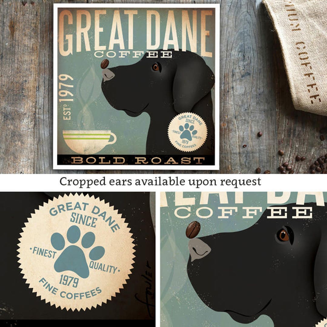 GREAT DANE Dog Coffee Graphic Artwork Archival Signed Artist's Print by ...