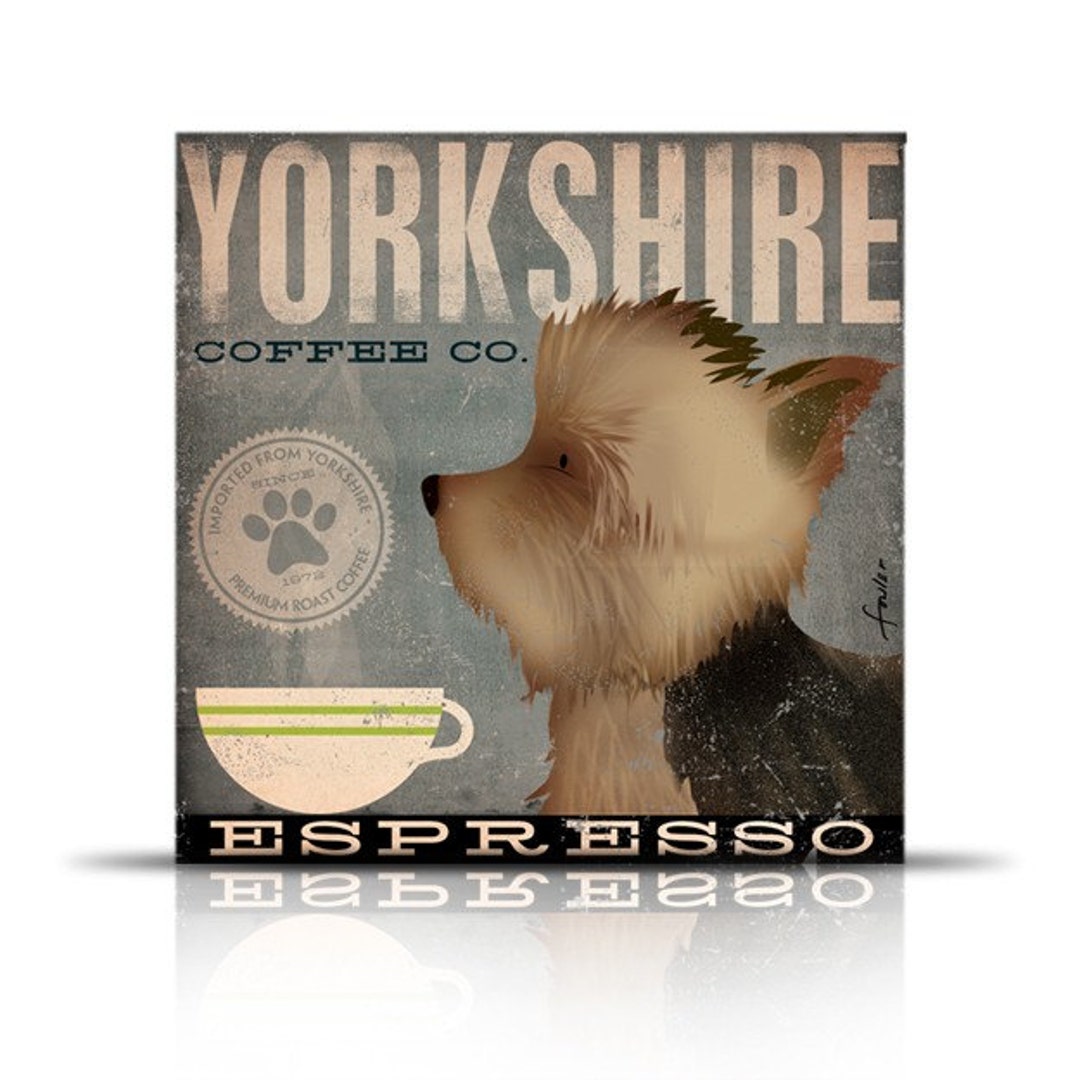 Yorkie Dog Coffee Company Yorkshire Terrier Original Illustration ...