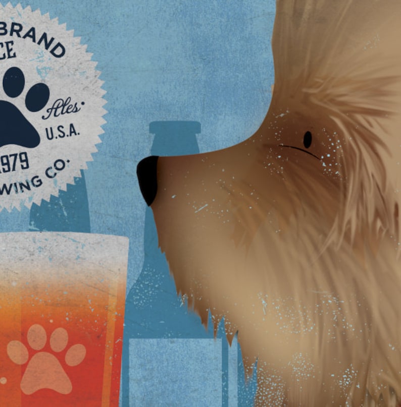 Yorkshire Terrier Yorkie Dog Brewing Beer Company Illustration - Etsy