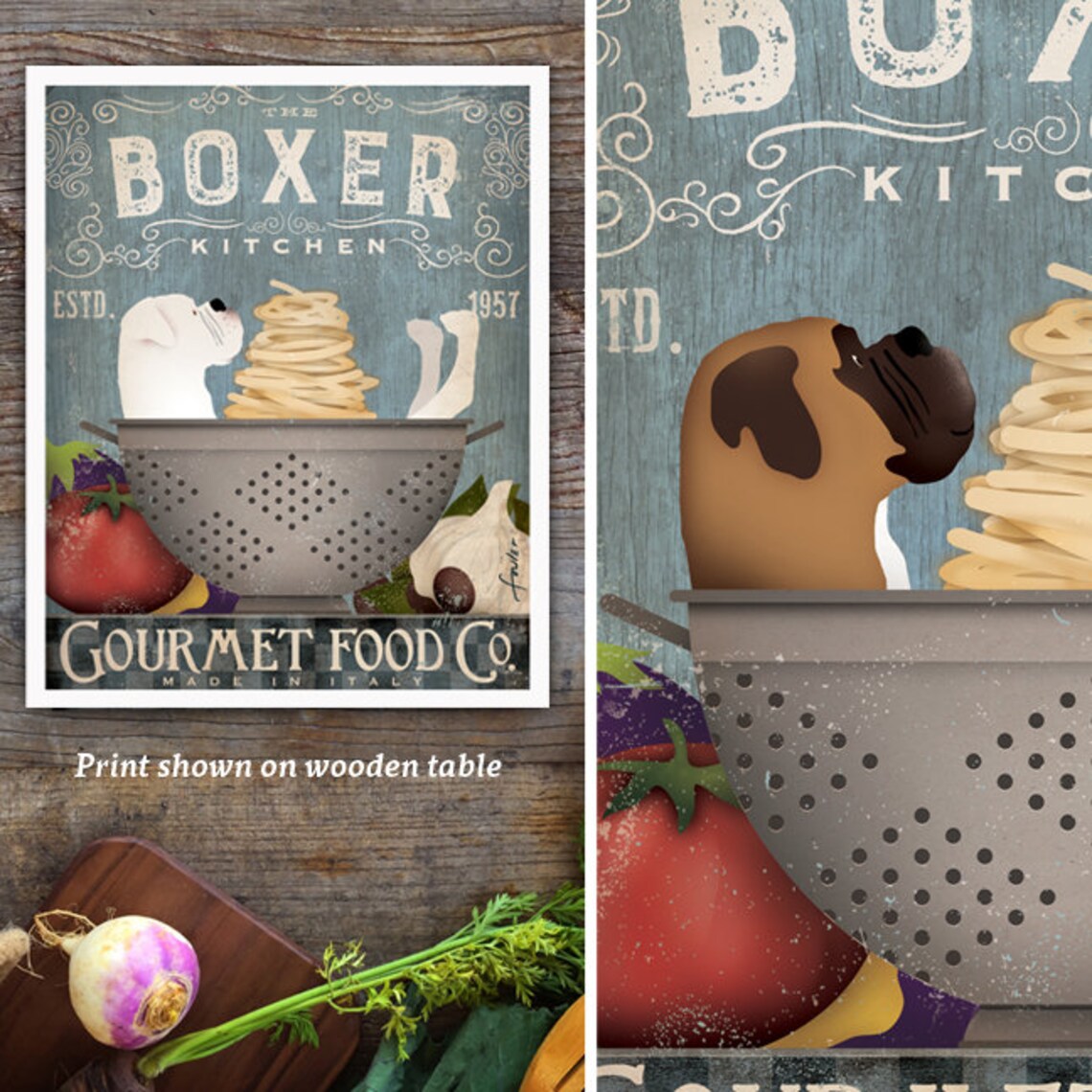 Boxer Dog Kitchen Artwork Chef Cooking Dog Illustration in Art - Etsy