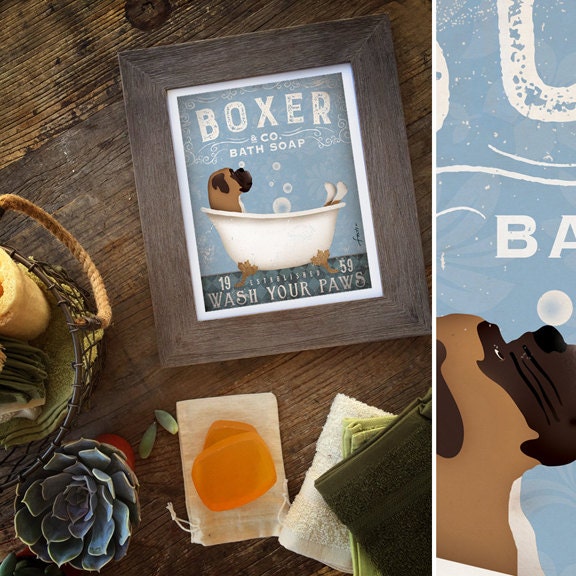 Boxer Dog Bath Soap Company Vintage Style Artwork by Stephen Fowler ...