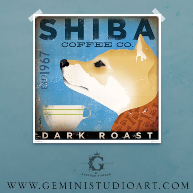 Shiba Inu Coffee Company Illustration Giclee Archival Signed - Etsy