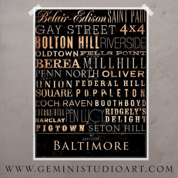 Baltimore Typography - Etsy