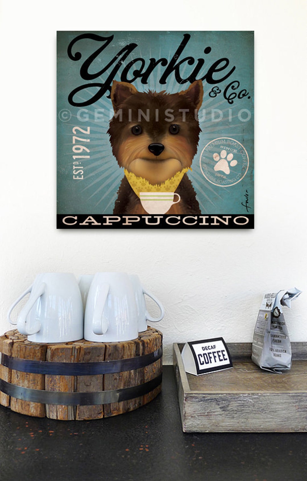 Yorkshire Terrier Yorkie Coffee Company Graphic Art on Gallery Wrapped ...