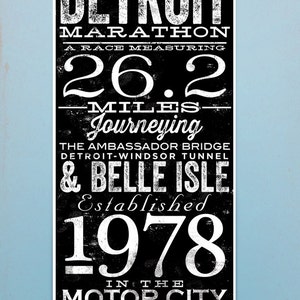 Detroit Michigan Marathon Original Typography Artwork by Stephen Fowler ...