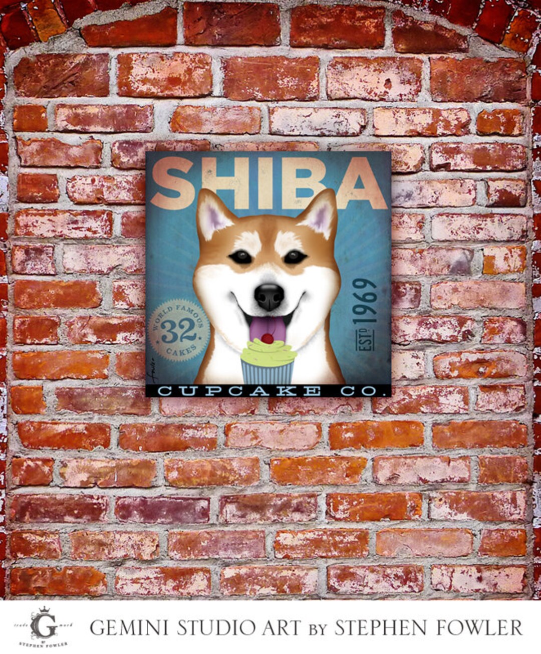 Shiba Inu Cupcake Company Illustration Graphic Art on Gallery Wrapped ...