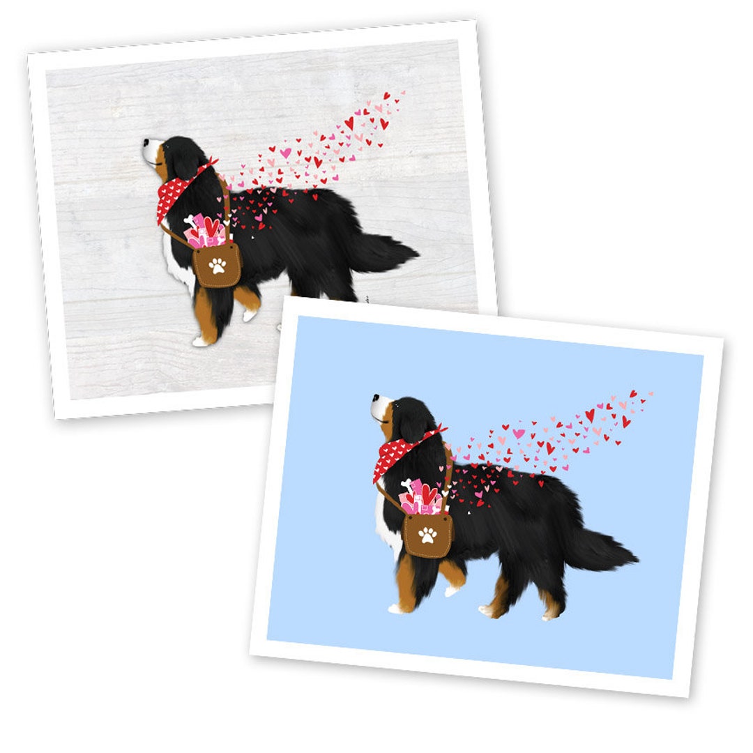 Bernese, Berner, Dog, Mountain Dog, Valentines, Day, Heart, Cute, Art ...
