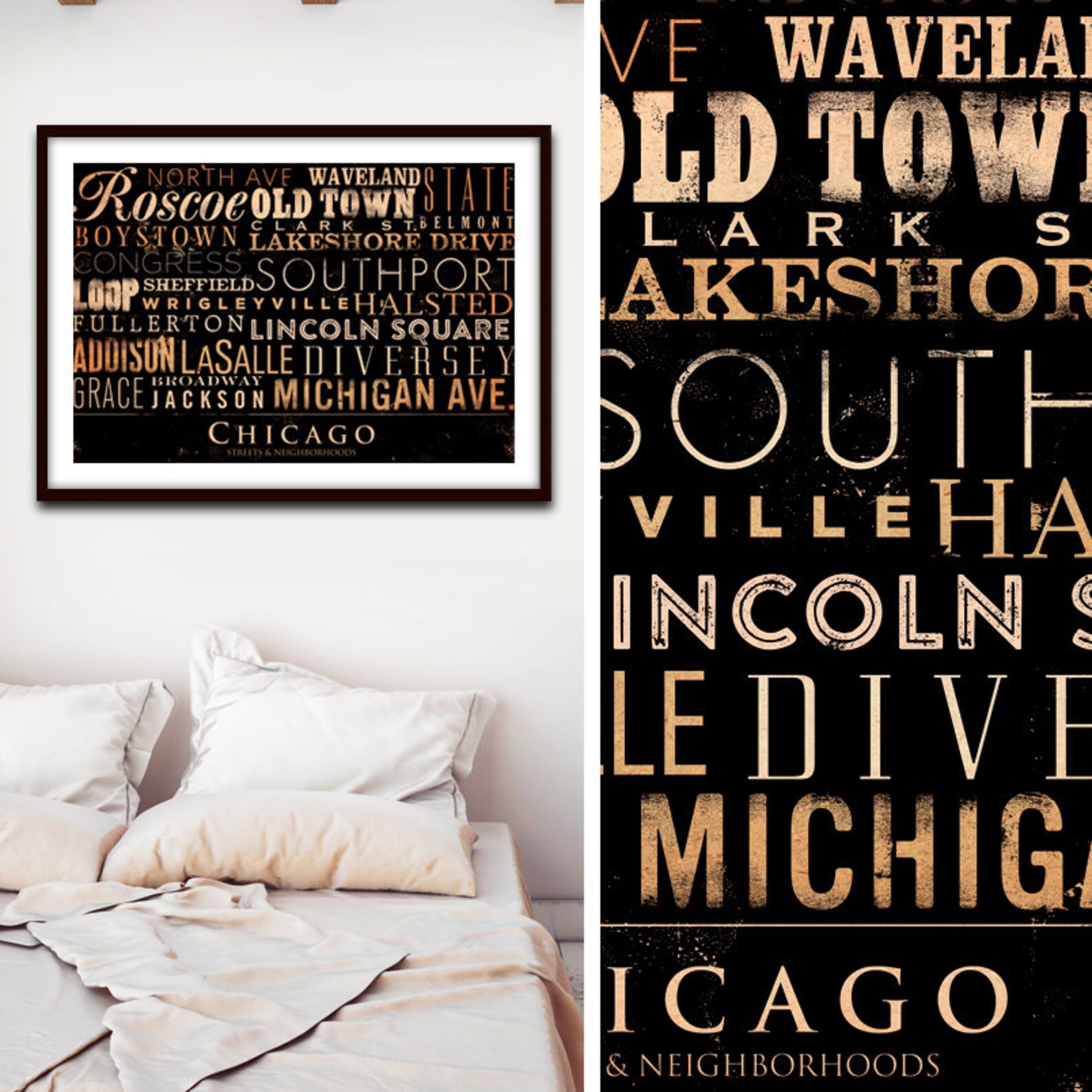 Chicago streets typography graphic word art city Chicago | Etsy