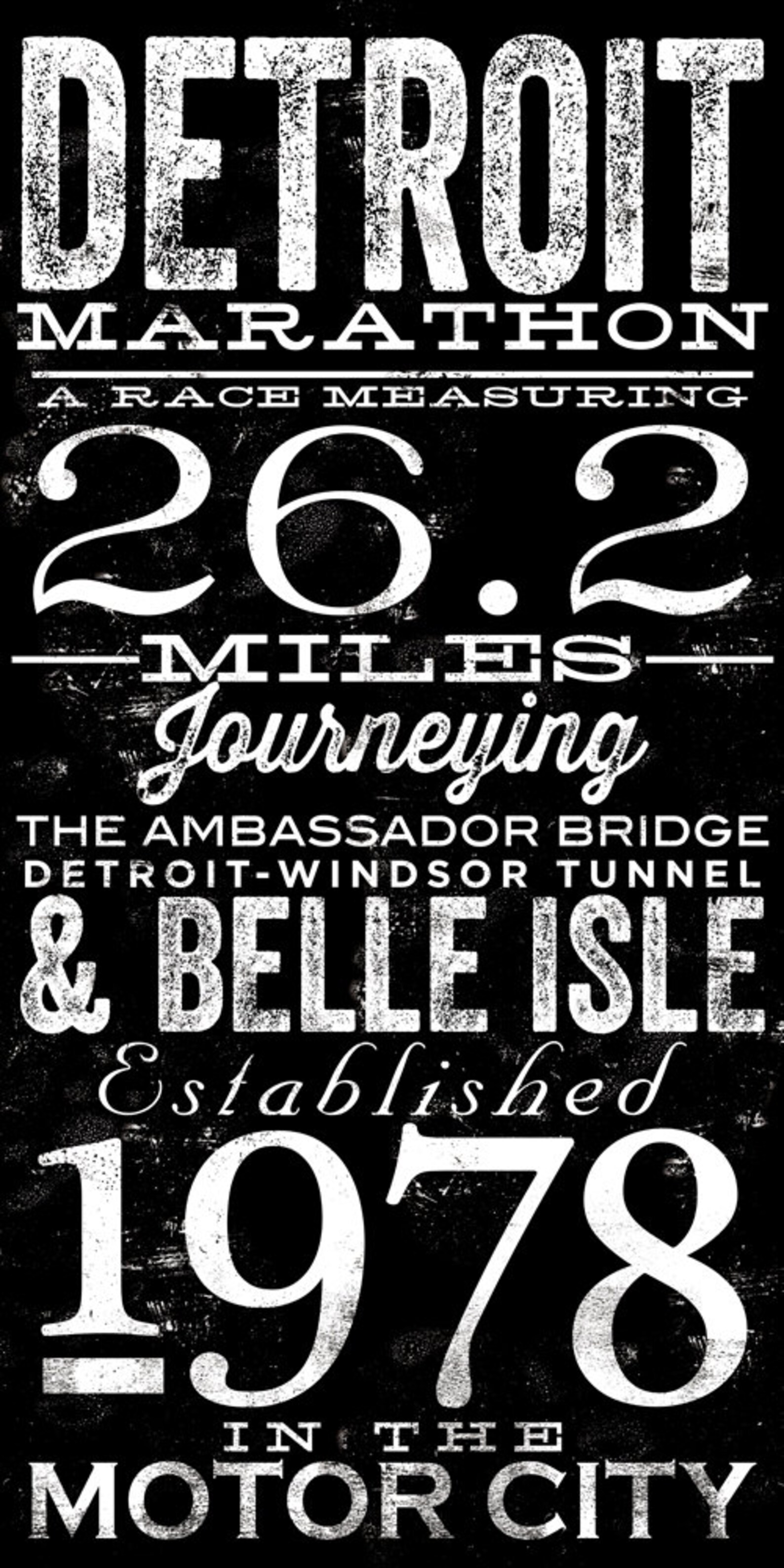 Detroit Michigan Marathon Original Typography Artwork by Stephen Fowler ...