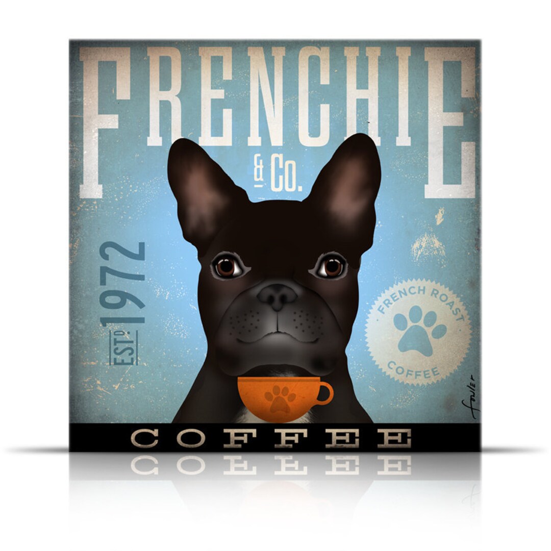 French Bulldog Coffee Co. Canvas Art: Vintage Frenchie Illustration - Etsy