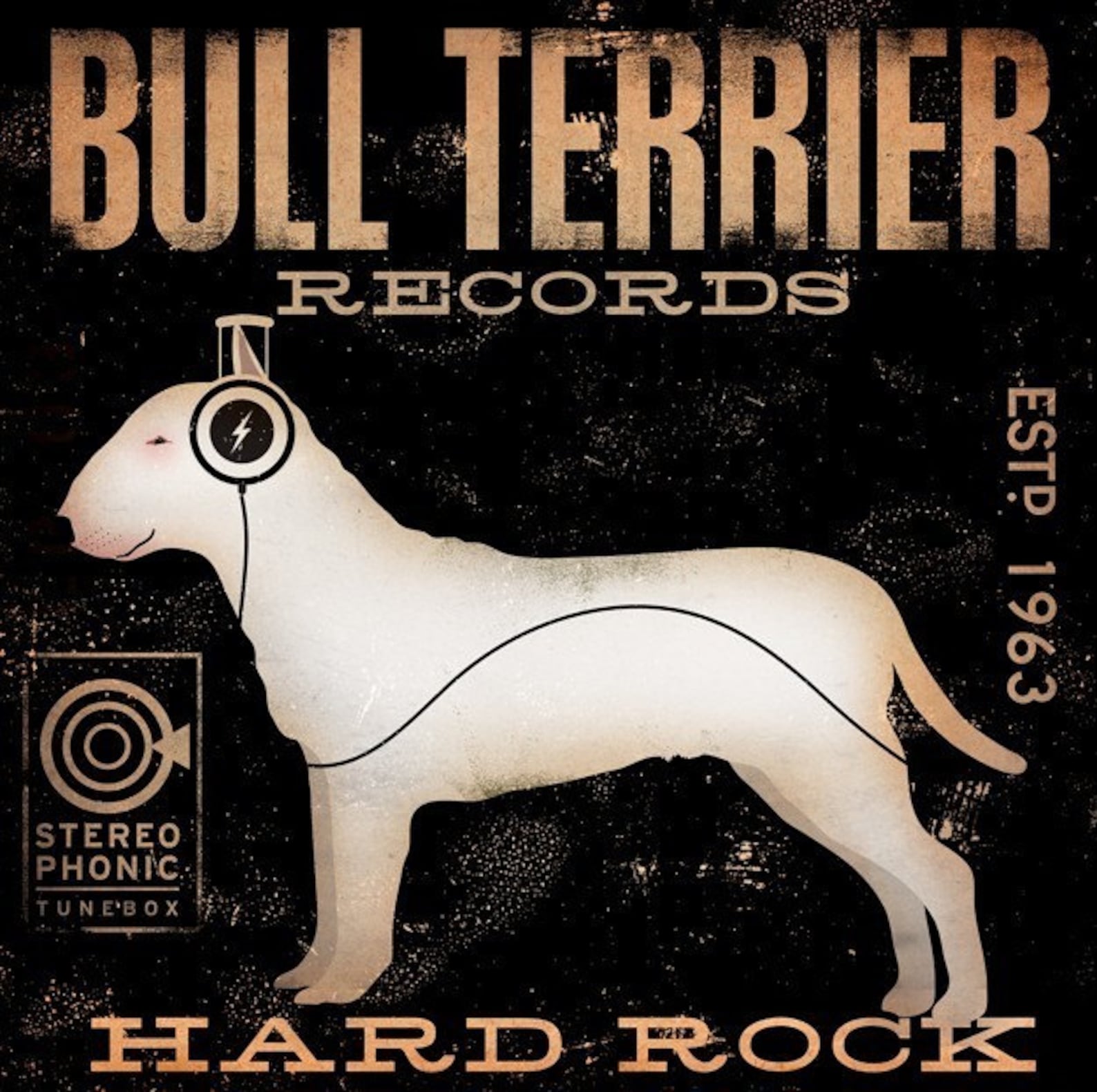 BULL TERRIER Records Original Graphic Art Illustration Giclee - Etsy