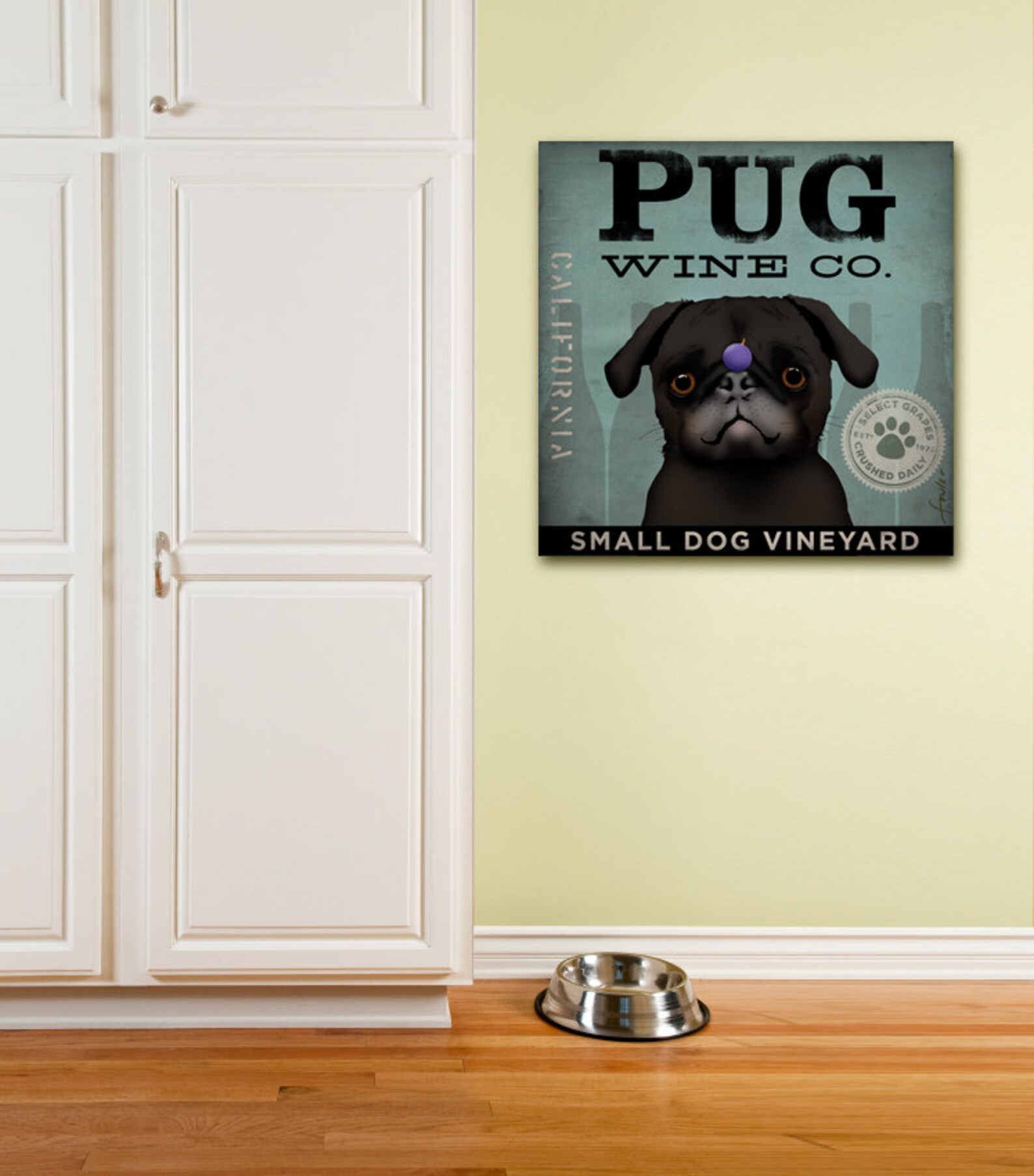 PUG Wine Company Illustration Graphic Art Gallery Wrapped - Etsy