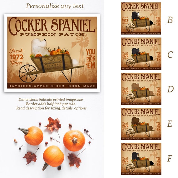 Cocker Spaniel Dog Cart Halloween Pumpkin Farm October | Etsy