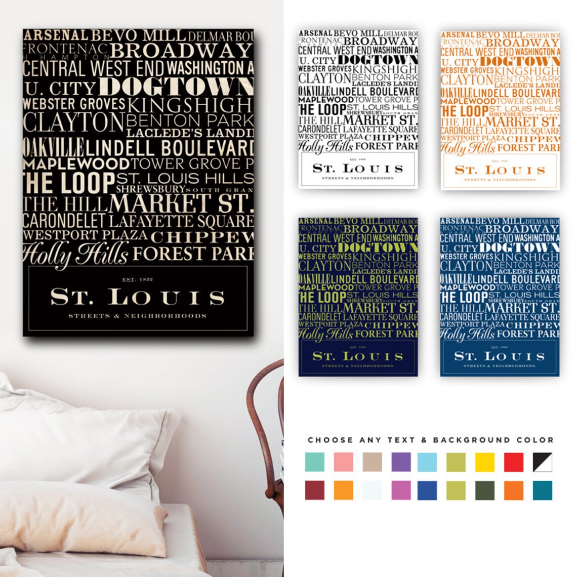 St. Louis Streets and Neighborhoods Type Typography Graphic - Etsy