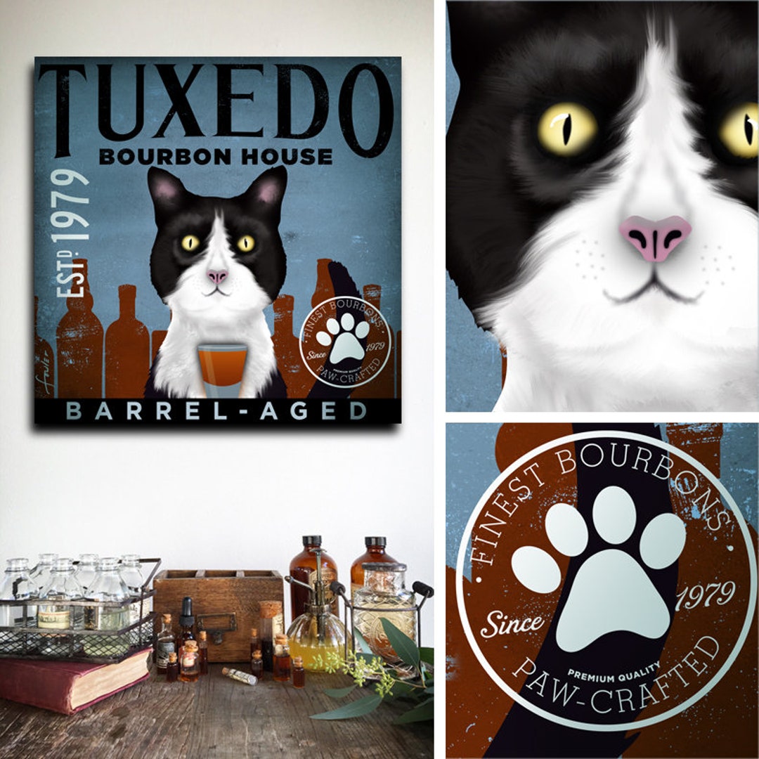 Tuxedo, Cat, Bourbon, Whisky, Whiskey, Distillery, CANVAS, Art - Etsy