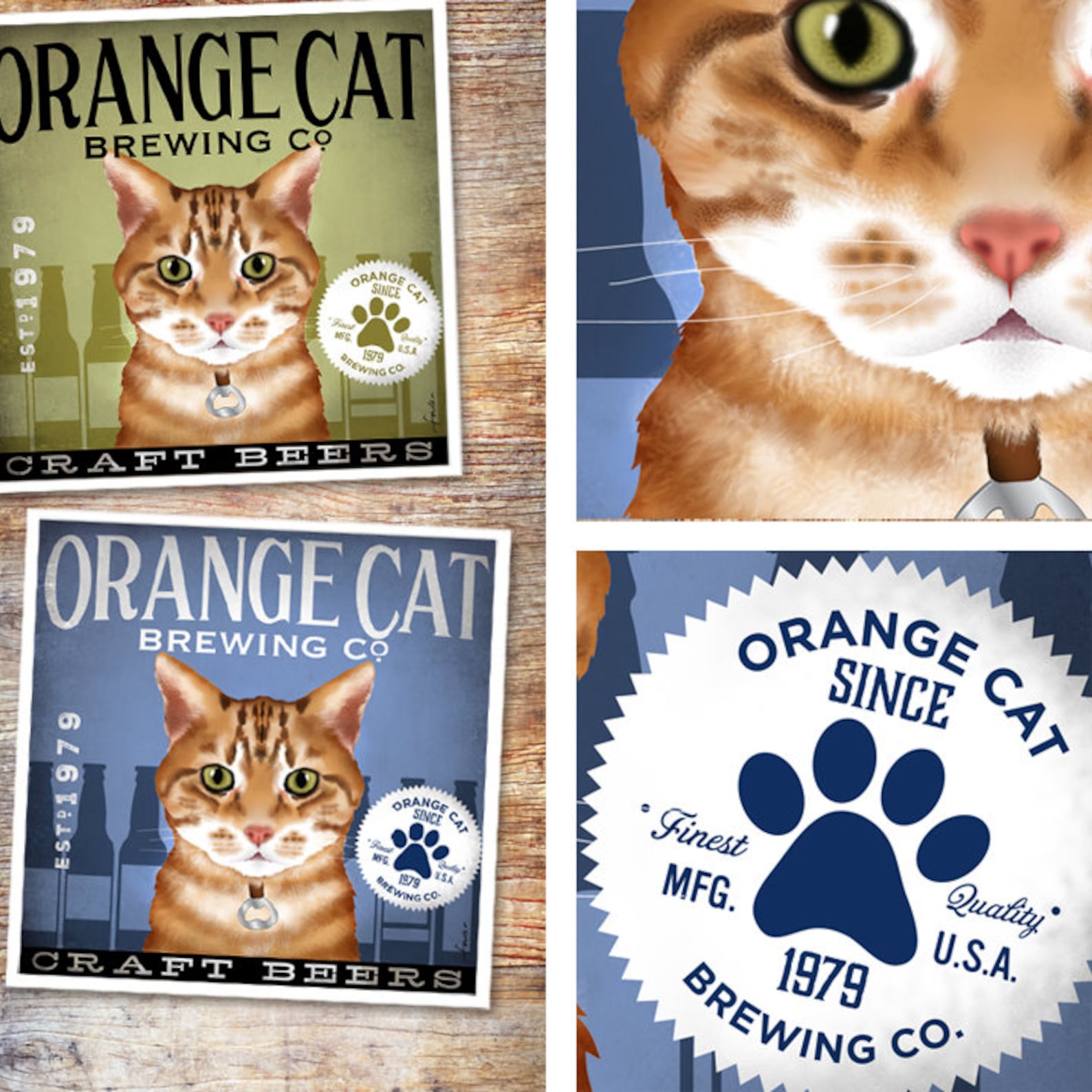 Orange Cat Cat Tabby Cat Beer Brewing Brewery Bar Art | Etsy