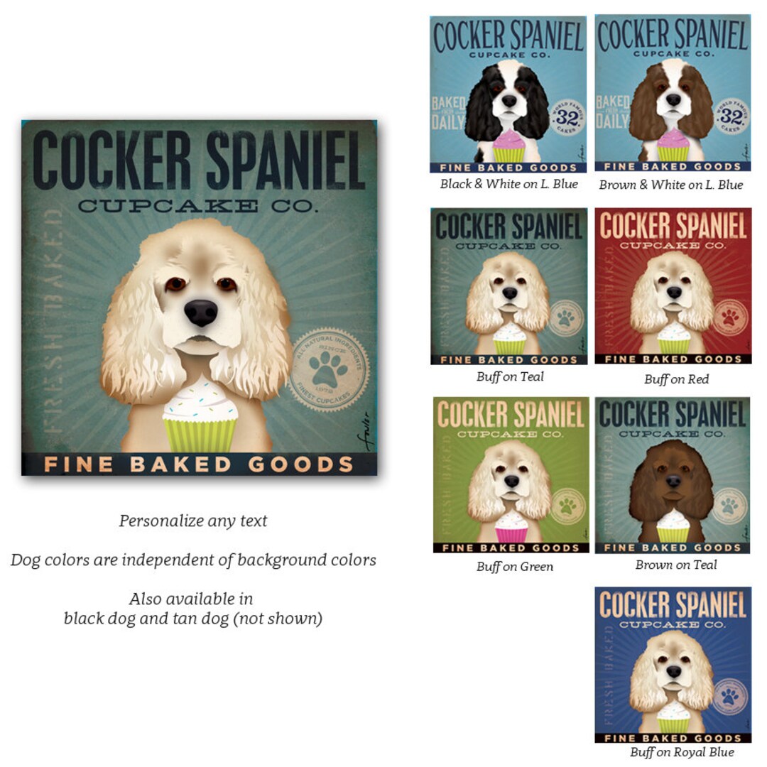 Cocker Spaniel, Dog, Baking, Cupcake, Cake, Baker, Bakery, CANVAS, Art ...