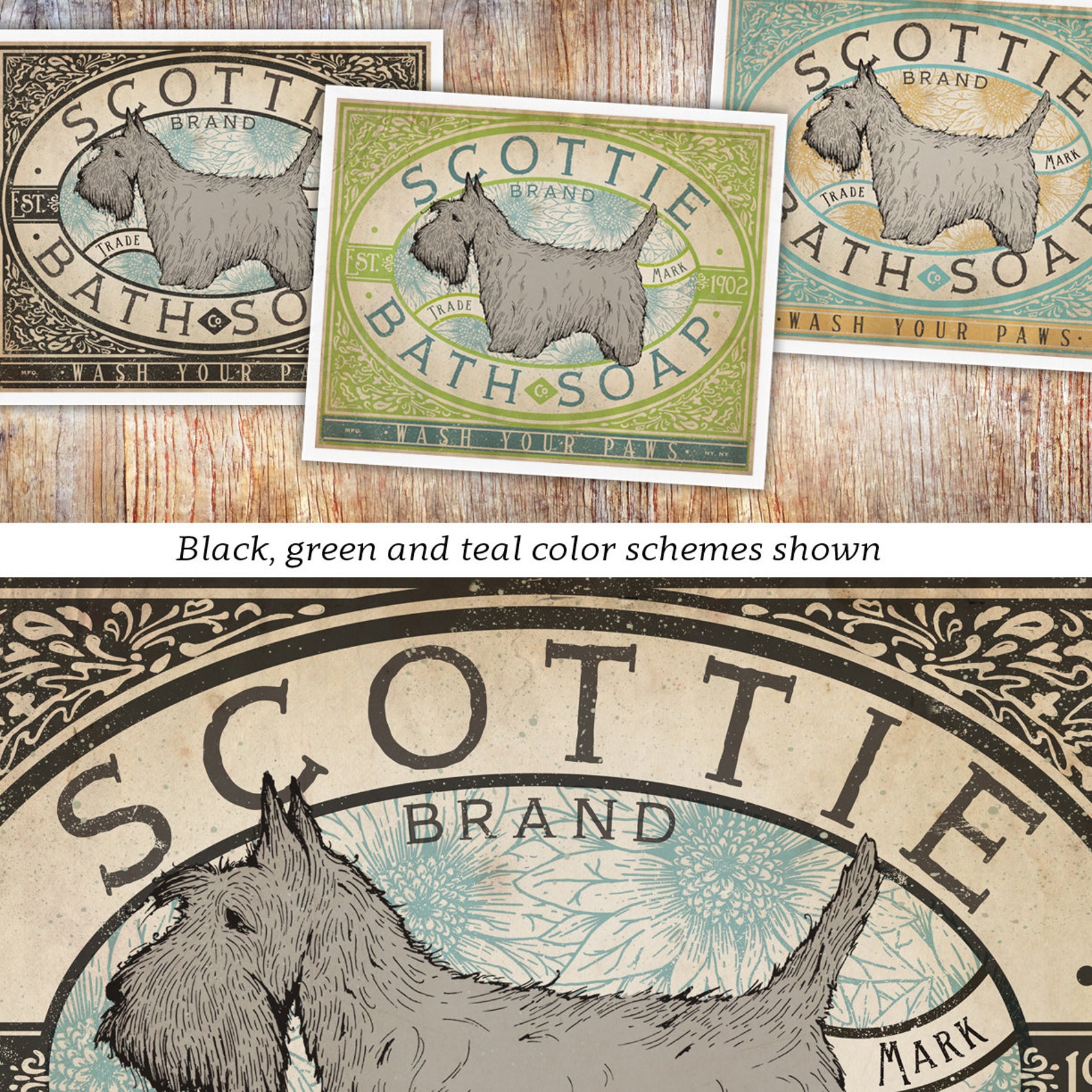 Scottie Scottish Terrier Dog Soap Label Hand Soap Bath | Etsy