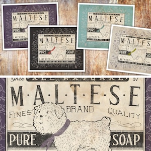 Maltese, Dog, Soap, Bar Soap, Vintage Soap Label, Bath, Bathroom Art ...