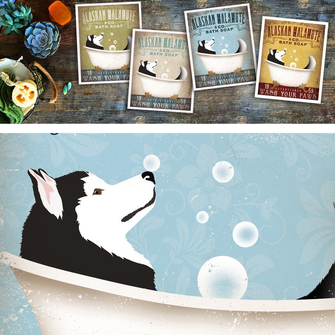 American Eskimo Dog Bath Soap Company Art Print: Vintage Style Giclee ...