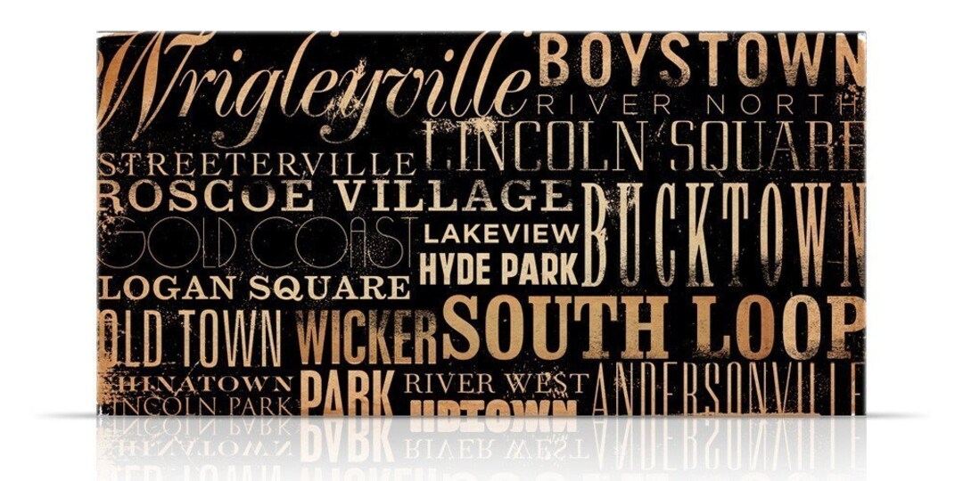 Chicago Neighborhoods Typography Graphic Art on Gallery Wrapped Canvas ...
